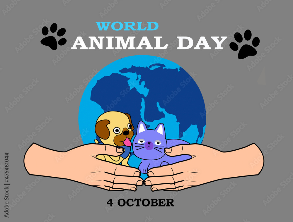 World animal day, Drawing of three dogs , drawing of cats with ...