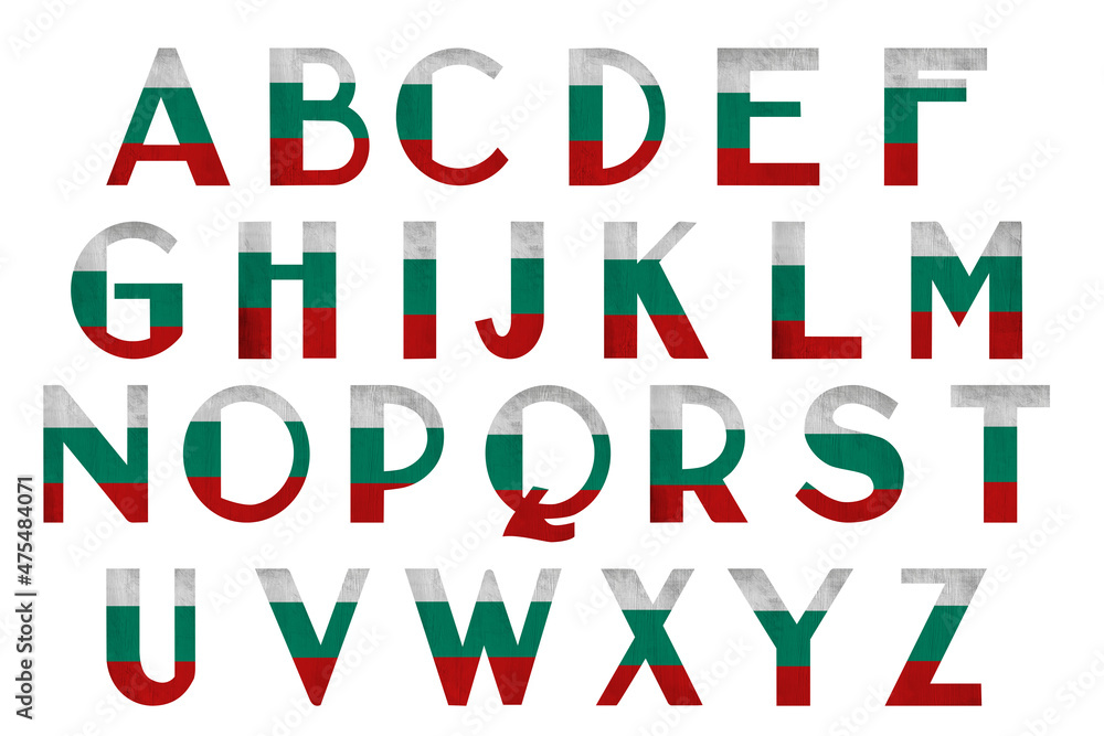 World countries. Universal Latin alphabet in colors of national flag ...