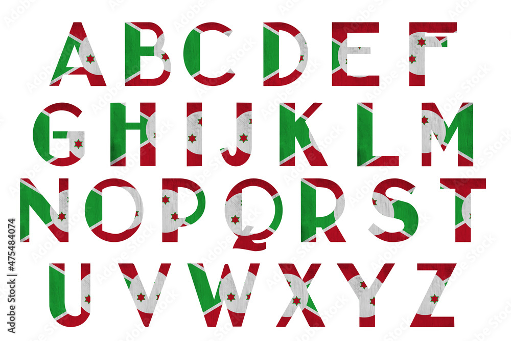 World countries. Universal Latin alphabet in colors of national flag ...