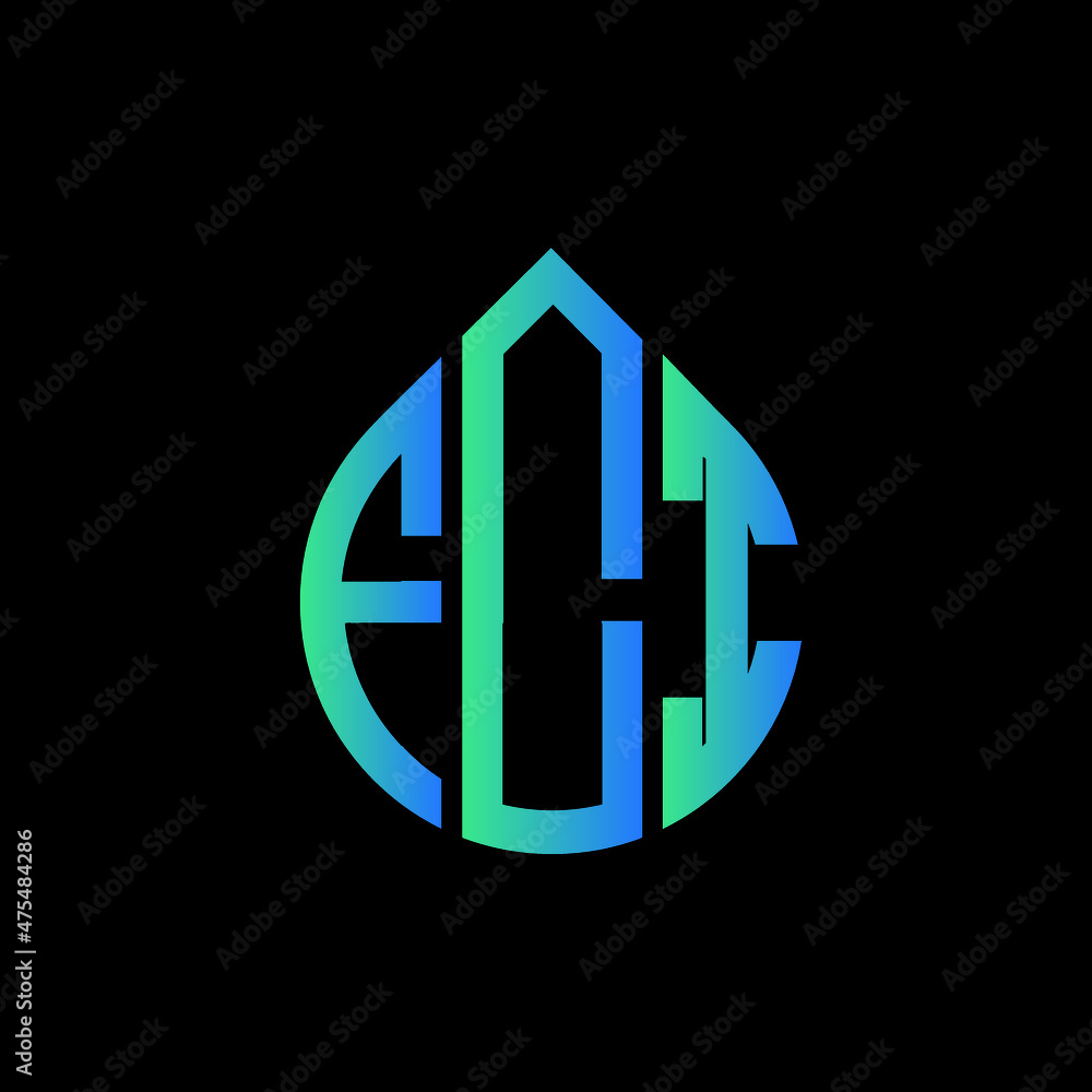 FCI letter logo design on black background. FCI circle letter logo ...