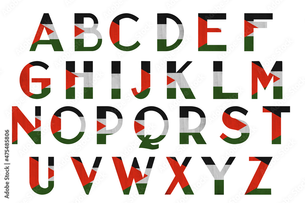 World countries. Universal Latin alphabet in colors of national flag ...