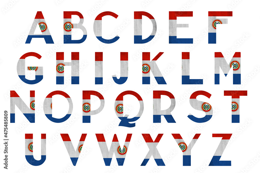 World countries. Universal Latin alphabet in colors of national flag ...