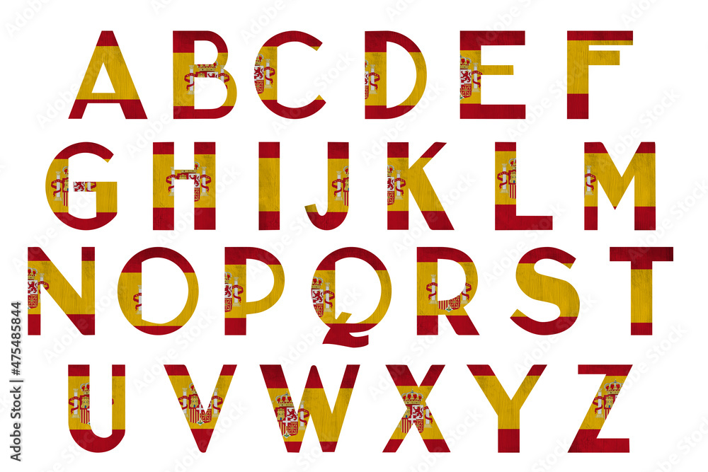 World countries. Universal Latin alphabet in colors of national flag ...