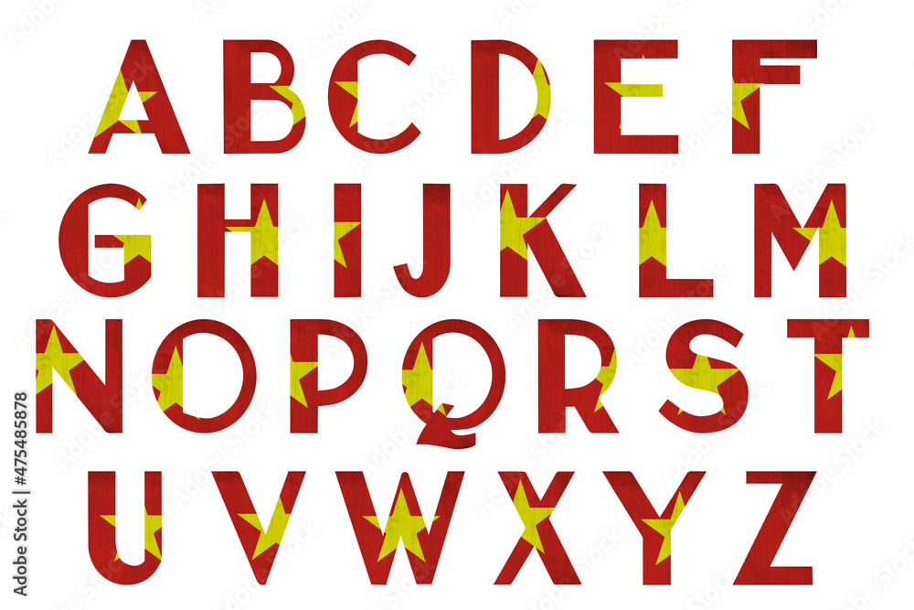 World countries. Universal Latin alphabet in colors of national flag ...