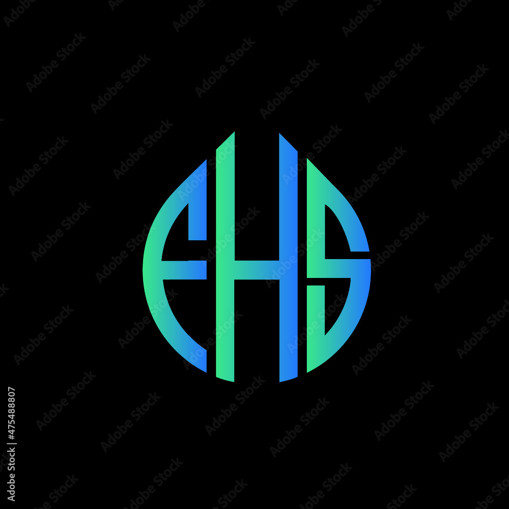 FHS letter logo design on black background. FHS circle letter logo ...