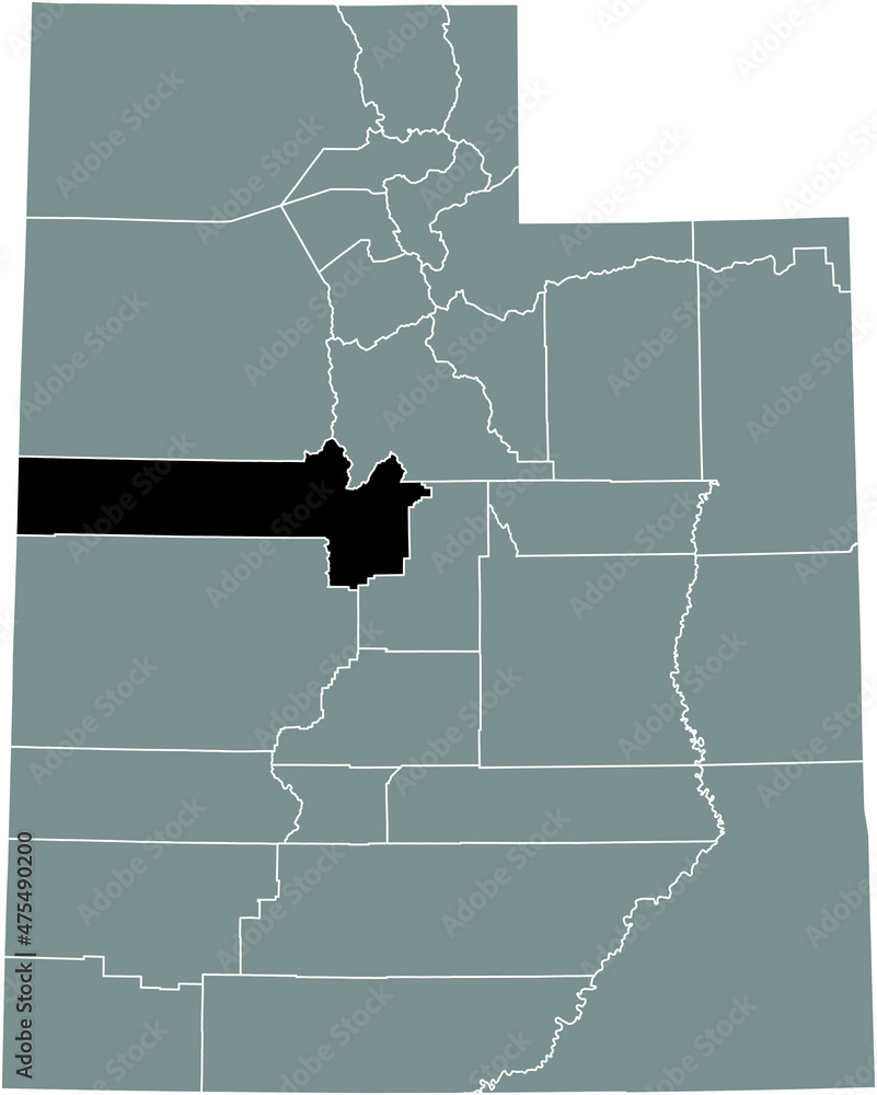 Black highlighted location map of the Juab County inside gray ...