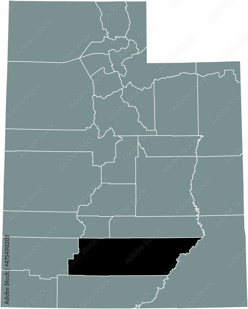 Black highlighted location map of the Garfield County inside gray administrative map of the ...