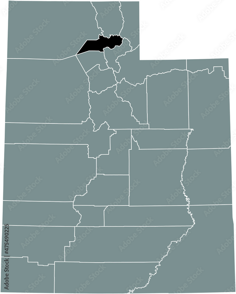 Black highlighted location map of the Weber County inside gray ...