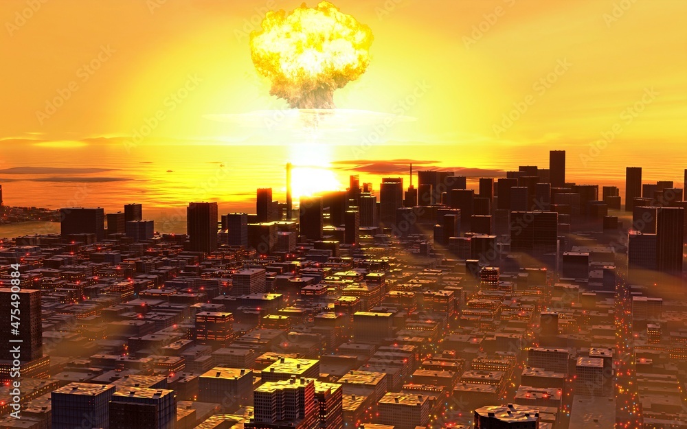 Artwork of a nuclear attack Stock Illustration | Adobe Stock