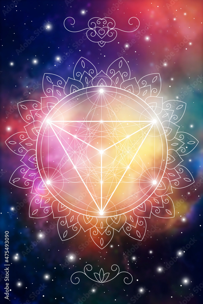 Sacred geometry zentangle inspired design template with oriental tribal ...