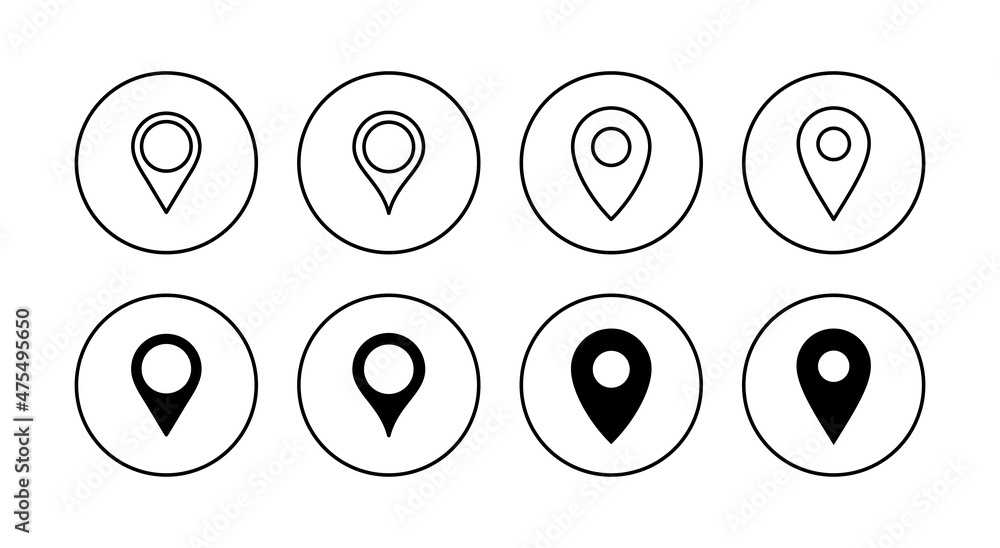 Pin icons set. Location sign and symbol. destination icon. map pin ...