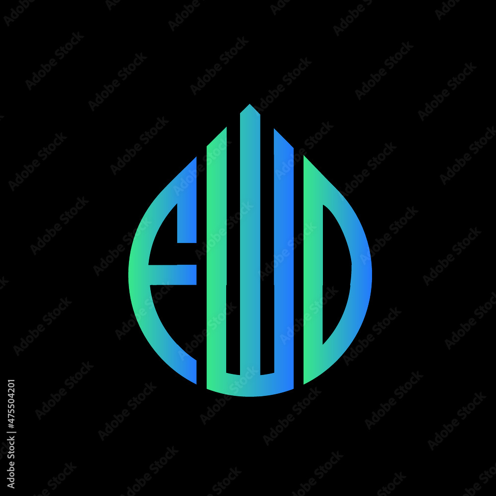 FWO letter logo design on black background. FWO circle letter logo ...
