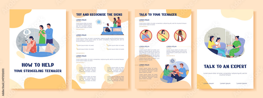 How to help struggling teenager flat vector brochure template. Flyer ...