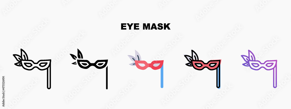 Eye mask icon designed in outline flat glyph filled line and gradient ...