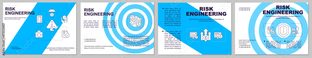 Risk engineering blue brochure template. Coverage safety. Booklet print ...