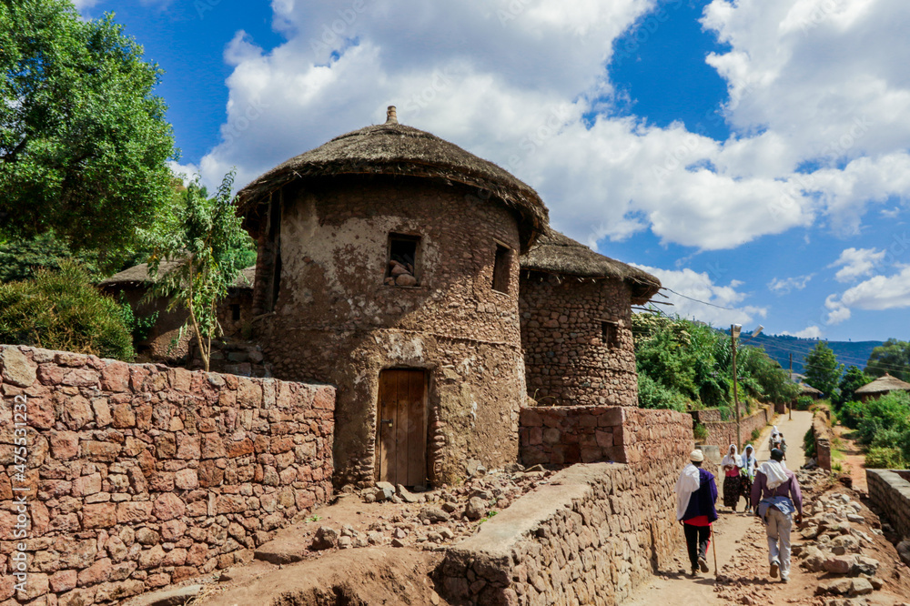 Traditional Ethiopian Block Houses with Round Roof, Lalibela, Ethiopia ...