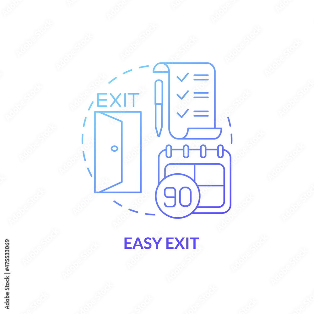 Easy exit blue gradient concept icon. Business incentive in India ...