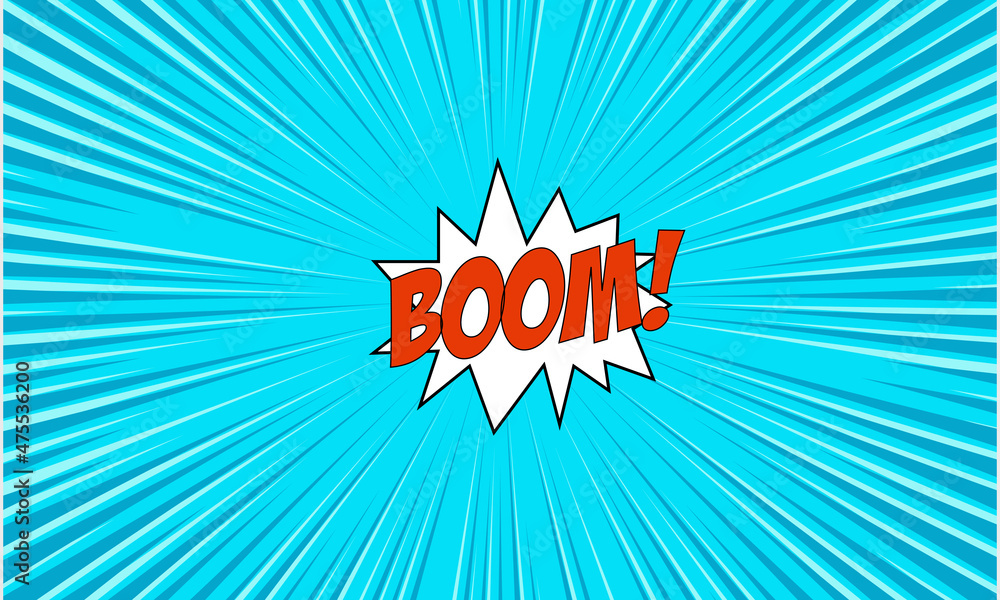 Abstract blue comic style zoom background with lines design with word ...