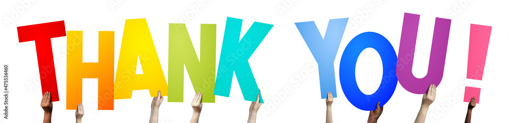 Thank you - human hands holding colorful letters Stock Illustration ...