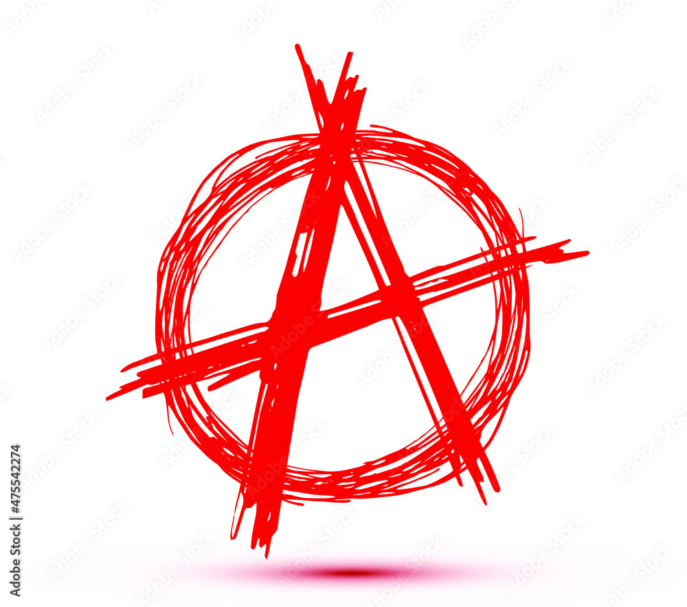 A red letter symbol of Anarchy on white background. Vector hand drawn ...