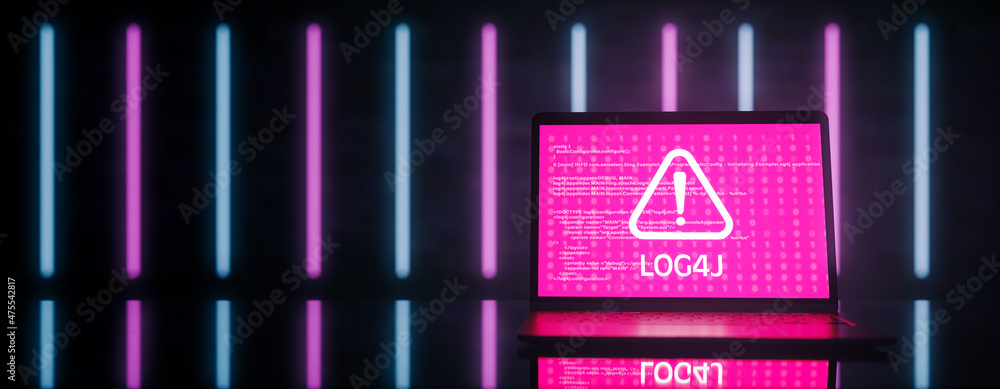 Java code of log4j with security lock, warning sign and digital numbers ...