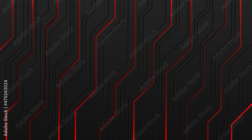 Dynamic red light on black metallic cyber geometric design in circuit ...