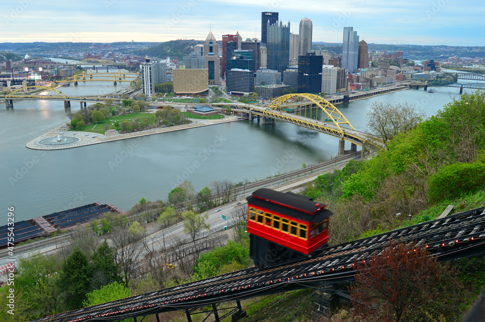 The Duquesne funicular climbs a cliff, offering splendid views of the ...