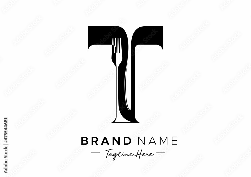 Letter T food logo design template Stock Vector | Adobe Stock