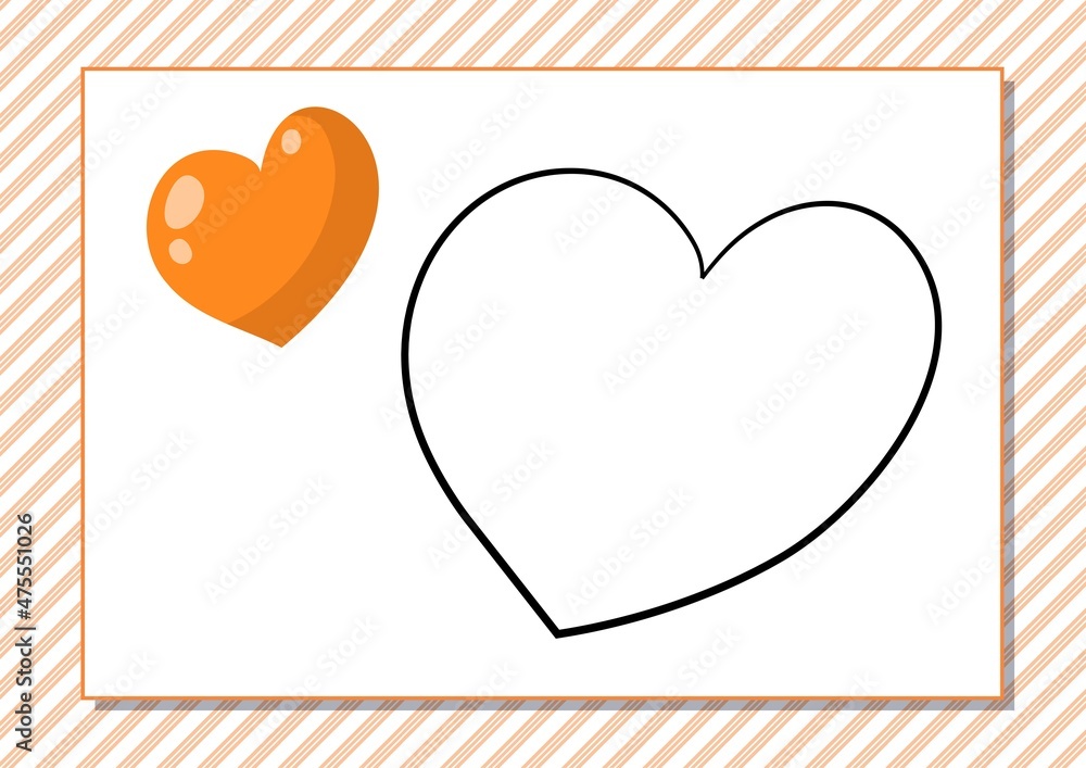 Printable worksheet. Coloring book. Cute cartoon heart. Vector ...