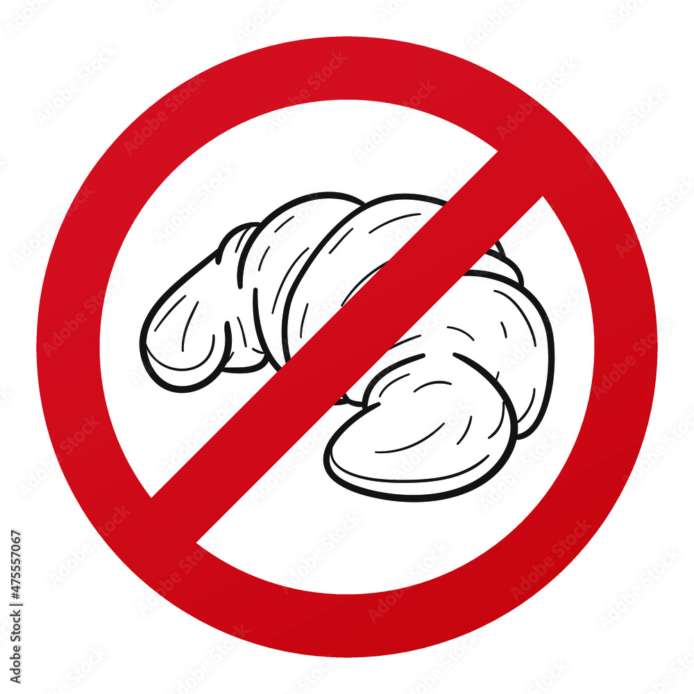 No Croissant Symbol Isolated on White Background. Breakfast Vector ...