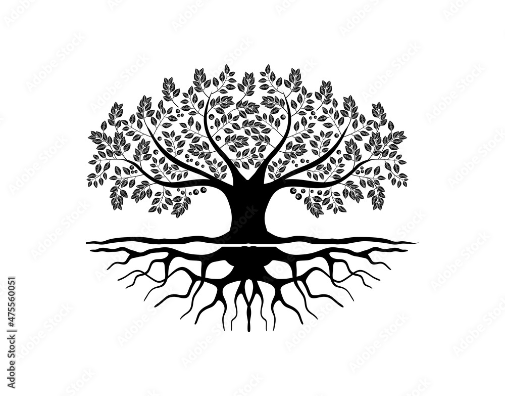oak tree icon in black color variants, useful for logo or wall art ...
