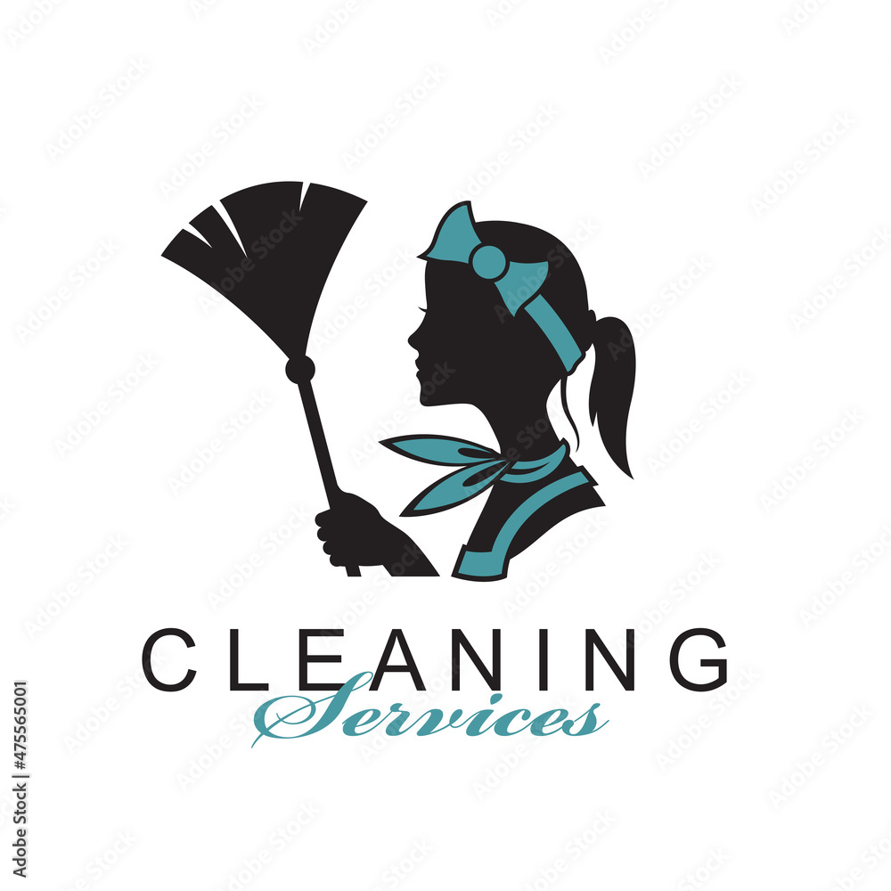house maid lady for cleaning service design with whisk in hand isolated ...