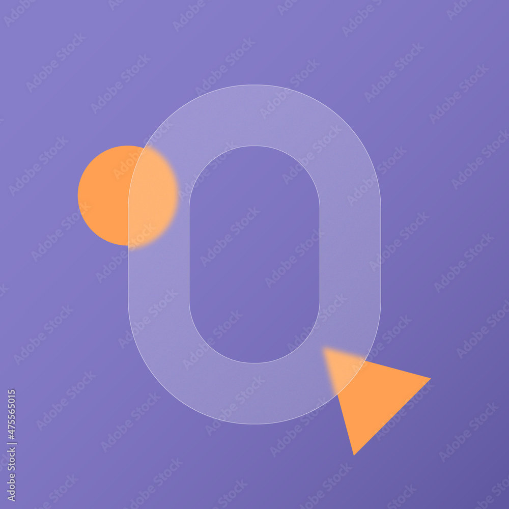 Zero sign in glassmorphism style with frosted glass effect and circle ...