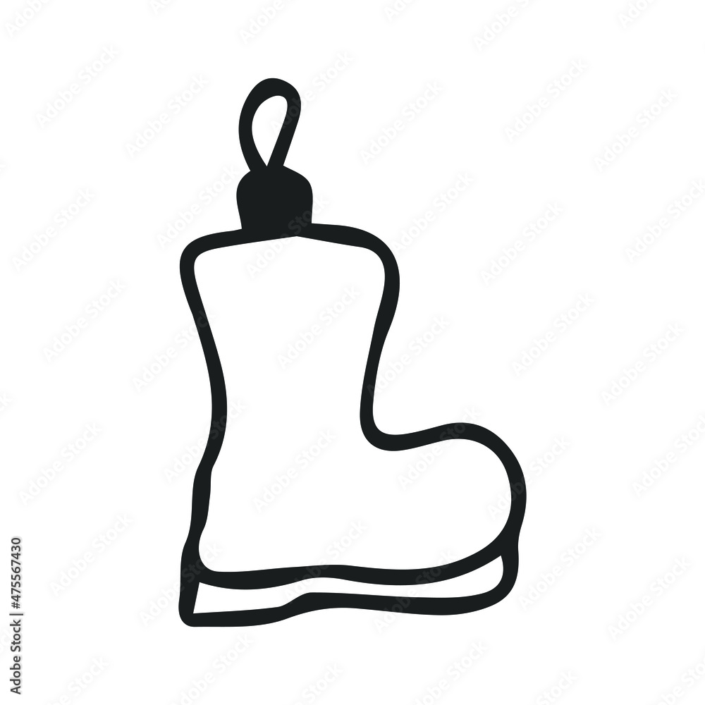 Santa Claus boot toy for Christmas tree. Vector sketch image isolated ...