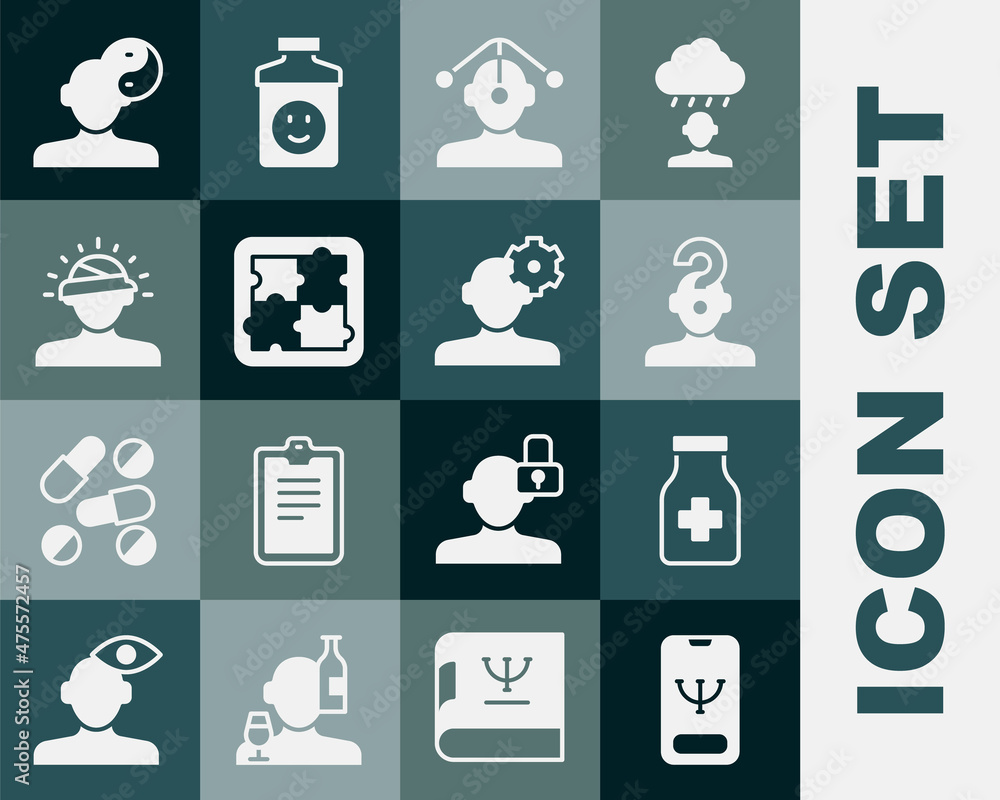 Set Online psychological counseling, Sedative pills, Human with ...