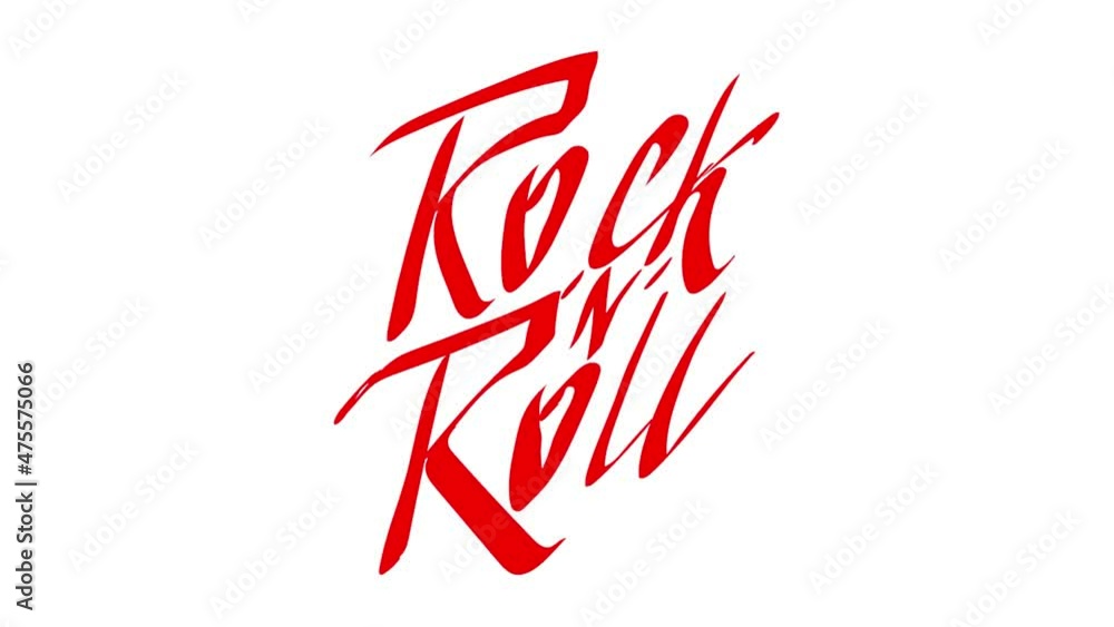 Rock n roll lettering. Red text color. White background. Musical style ...