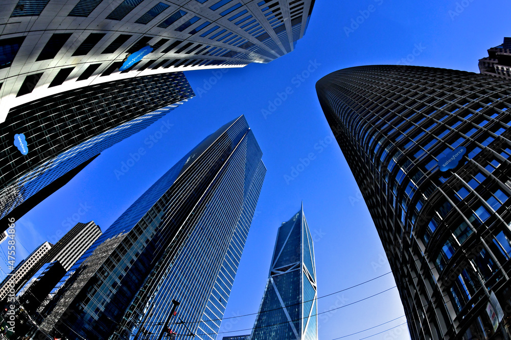 Wide angle view of the controversial Millennium Tower (left center ...