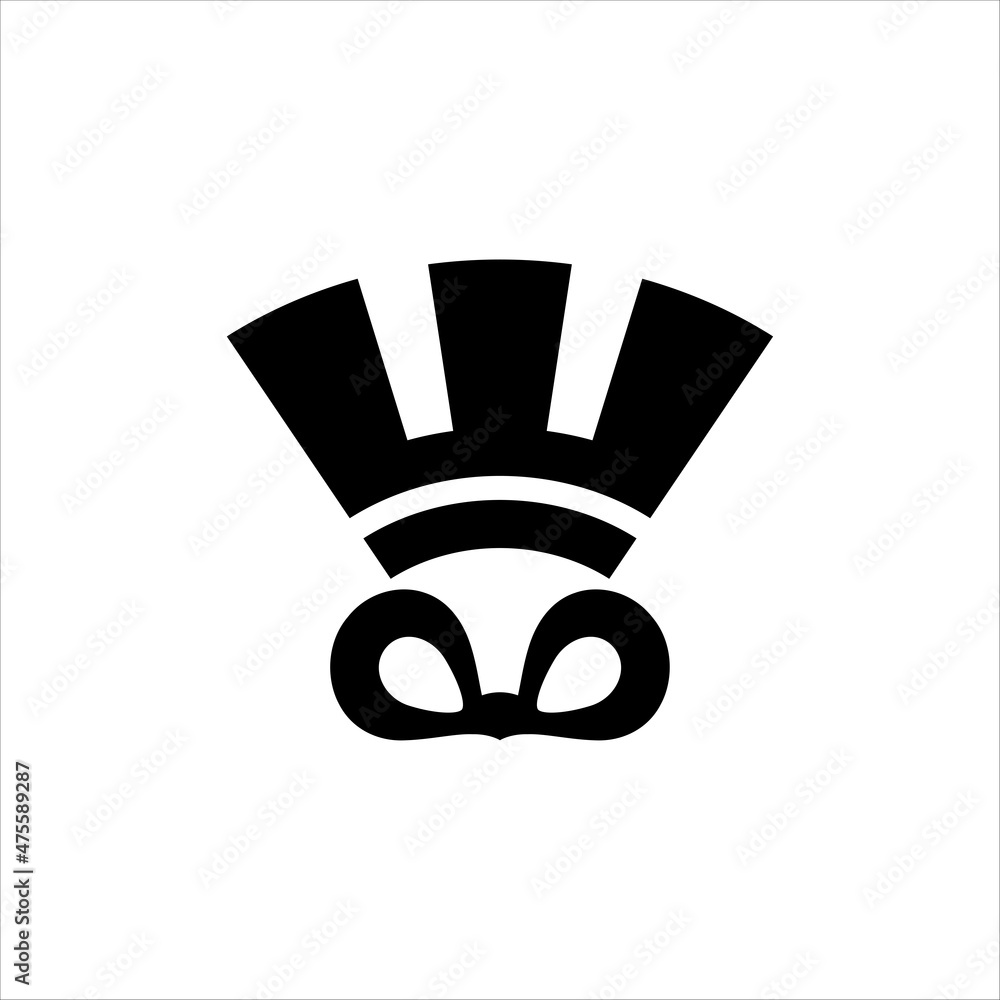 Mayan mask icon. Simple style Aztec history museum poster background ...