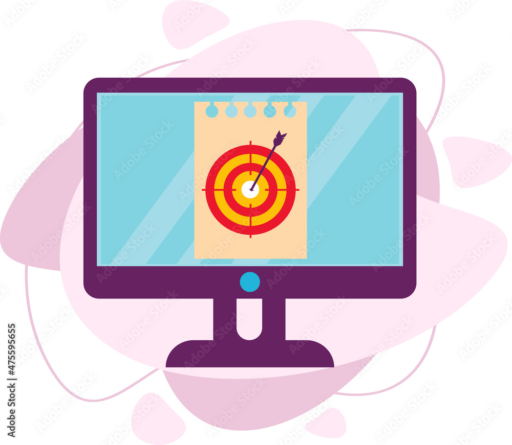 The computer monitor shows a target. Accuracy in aiming. The Concept of ...