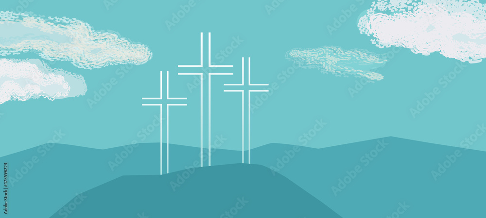 Crosses on faith hill religion holiday vector background. Lenten season ...