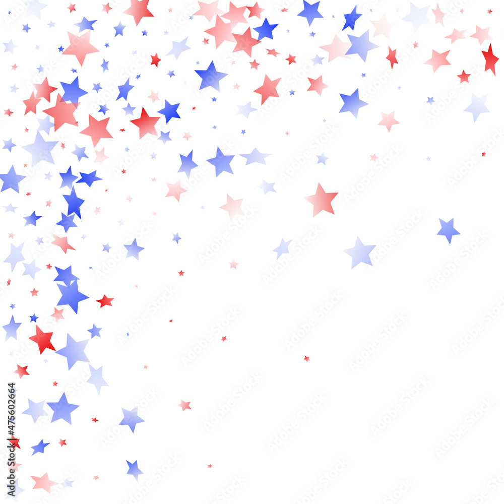 Flying red blue white star sparkles on white vector american patriotic ...