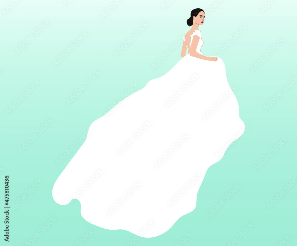 Beautiful model girl in elegant white wedding dress, woman in ball gown ...