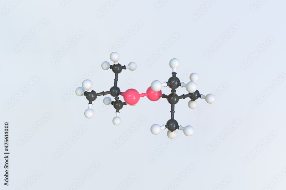 Di-t-butyl peroxide molecule, scientific molecular model, looping 3d ...