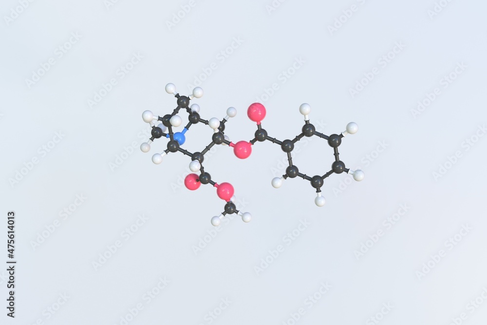 Molecule of cocaine, isolated molecular model. 3D rendering Stock ...