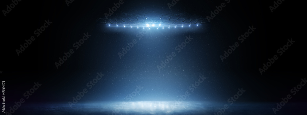 Background. Beautiful empty winter background and empty ice rink with ...