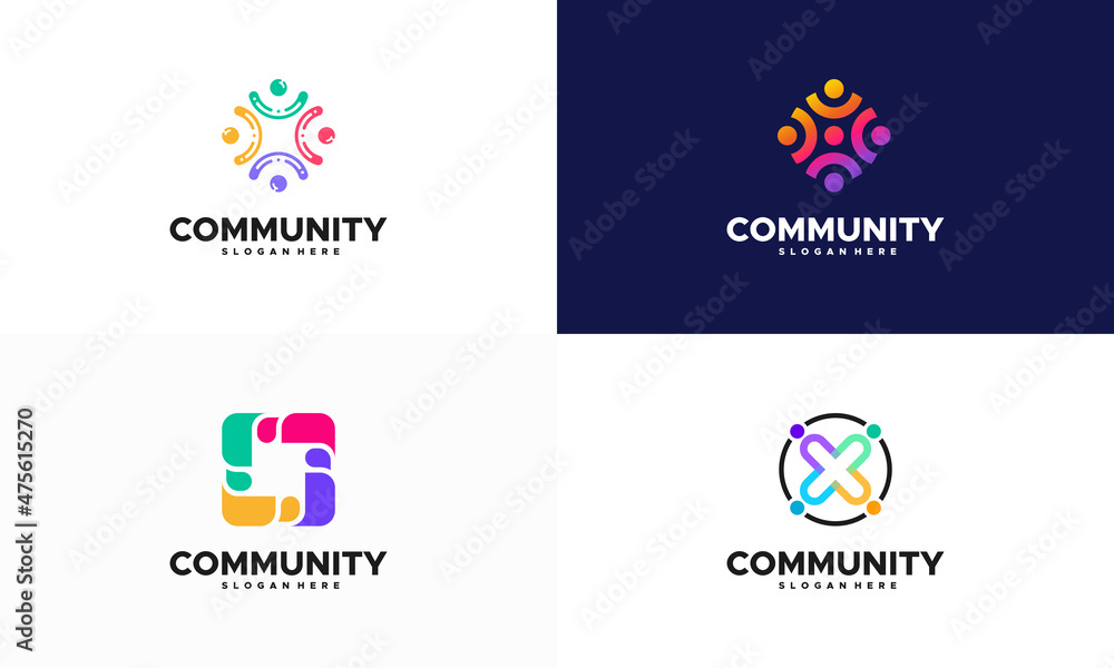 Set of Modern Community logo designs concept vector, Group people logo ...