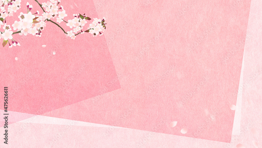 Pink background material like Japanese paper using cherry blossoms ...