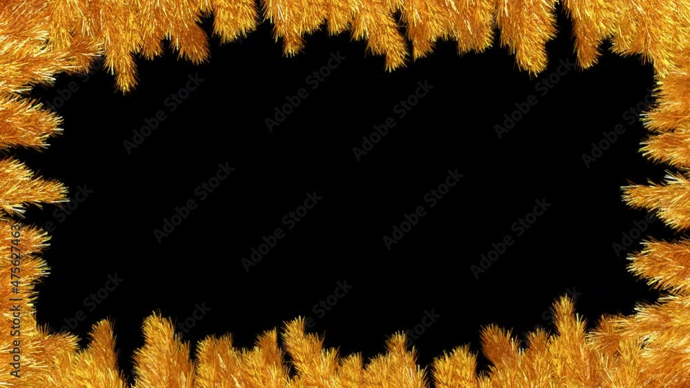 Golden Christmas frame seamlessly looped on transparent alpha channel ...