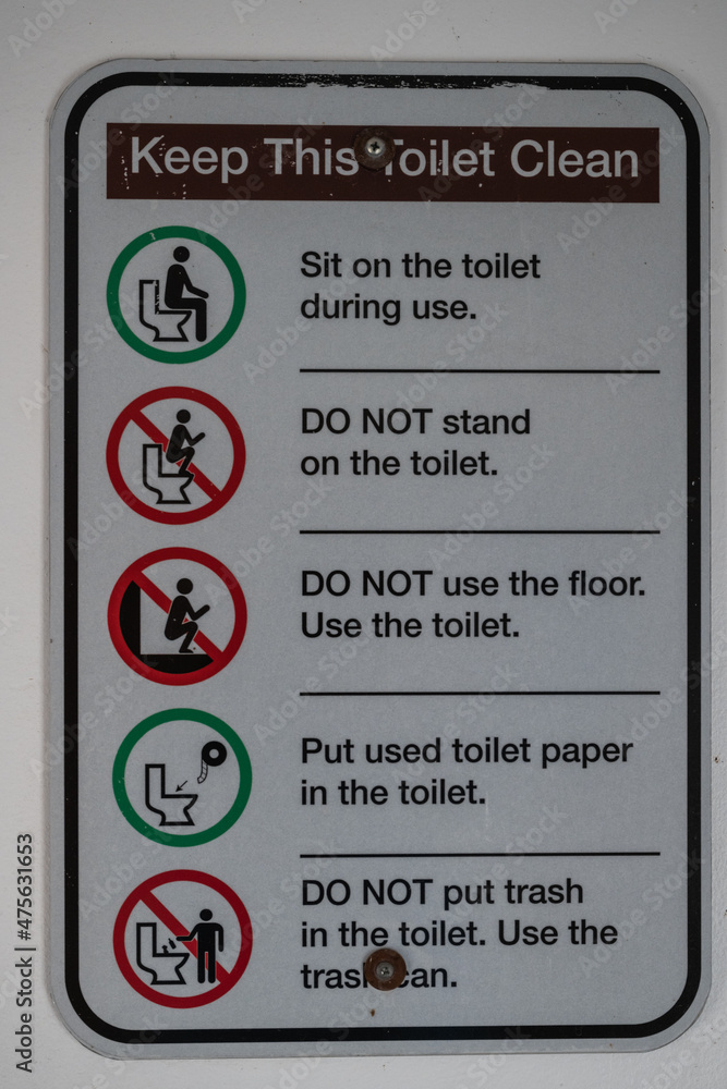 Proper Toilet Etiquette Sign In National Park Stock Photo | Adobe Stock