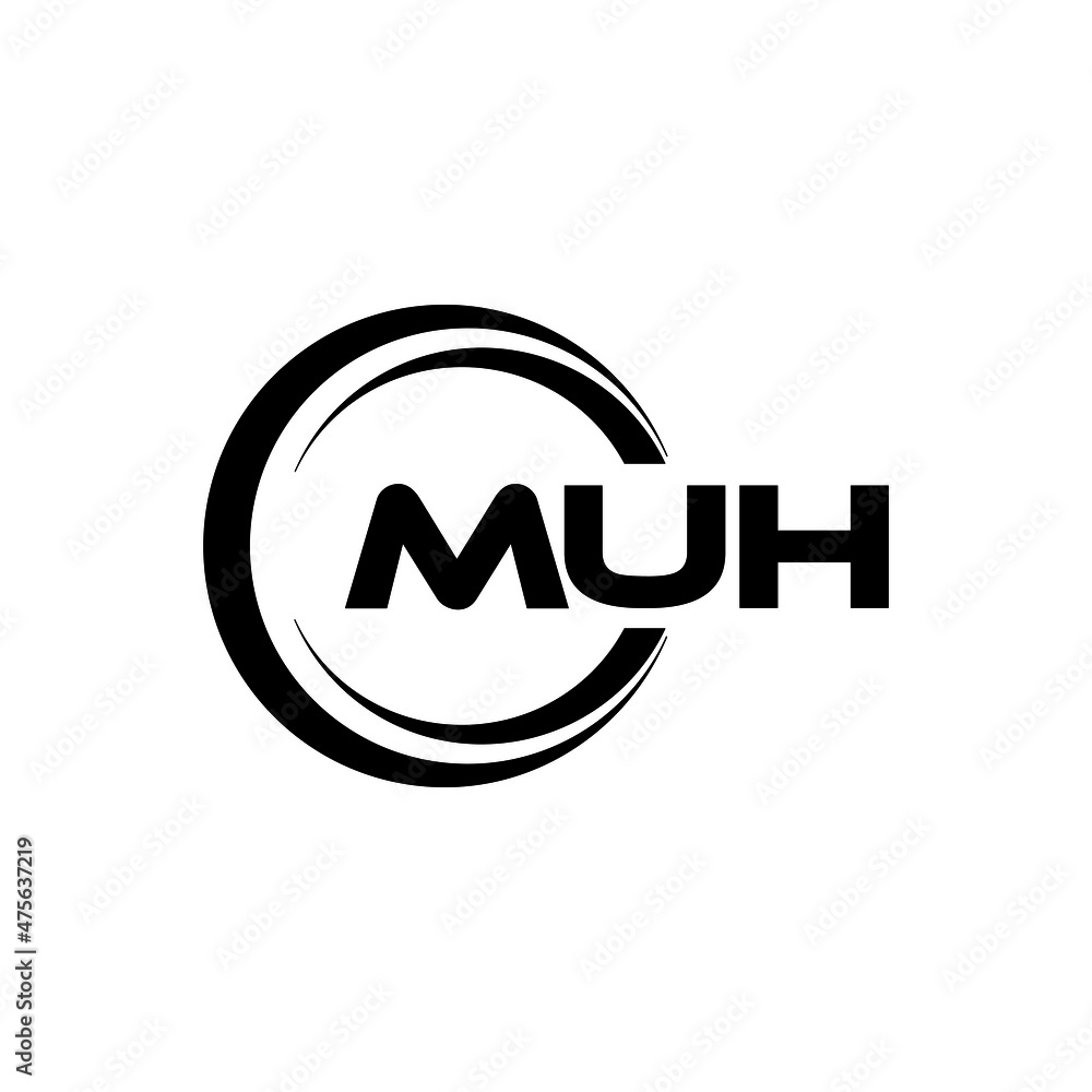 MUH letter logo design with white background in illustrator, vector ...